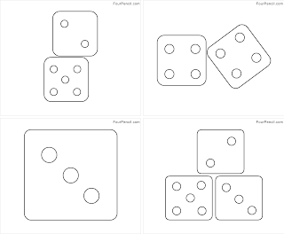 Four Coloring: Free printable Dice coloring pages for kids