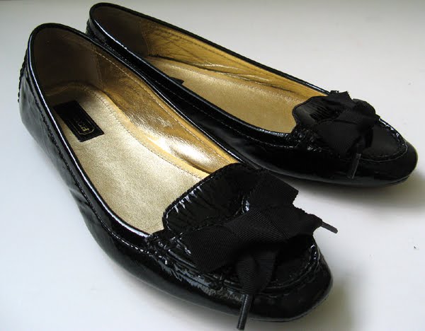 COACH BALLET FLATS BLACK PATENT LEATHER FLATS SIZE 7.5