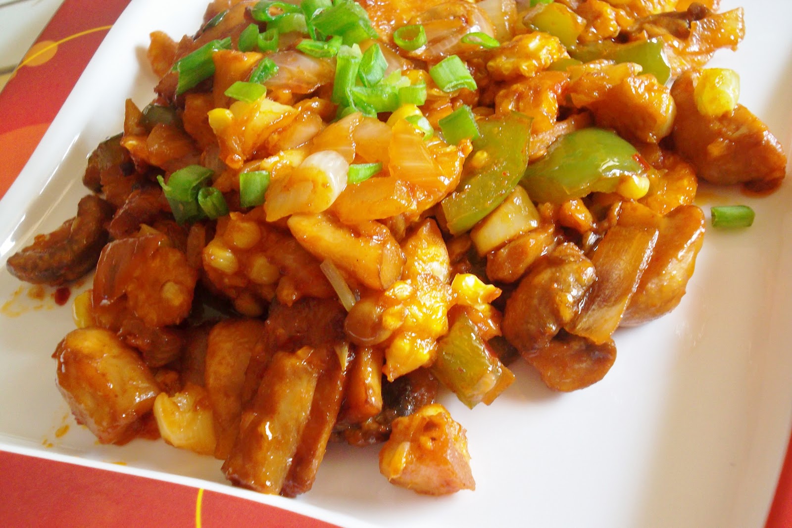Sanjo 's Rasoi: Mushroom baby corn chilli -dry. A Simple and quick recipe