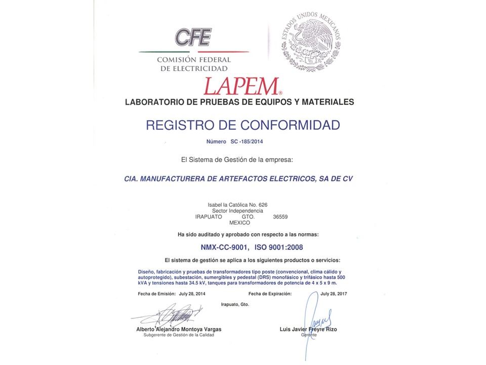 CFE: Acreditación y certificación de la CFE