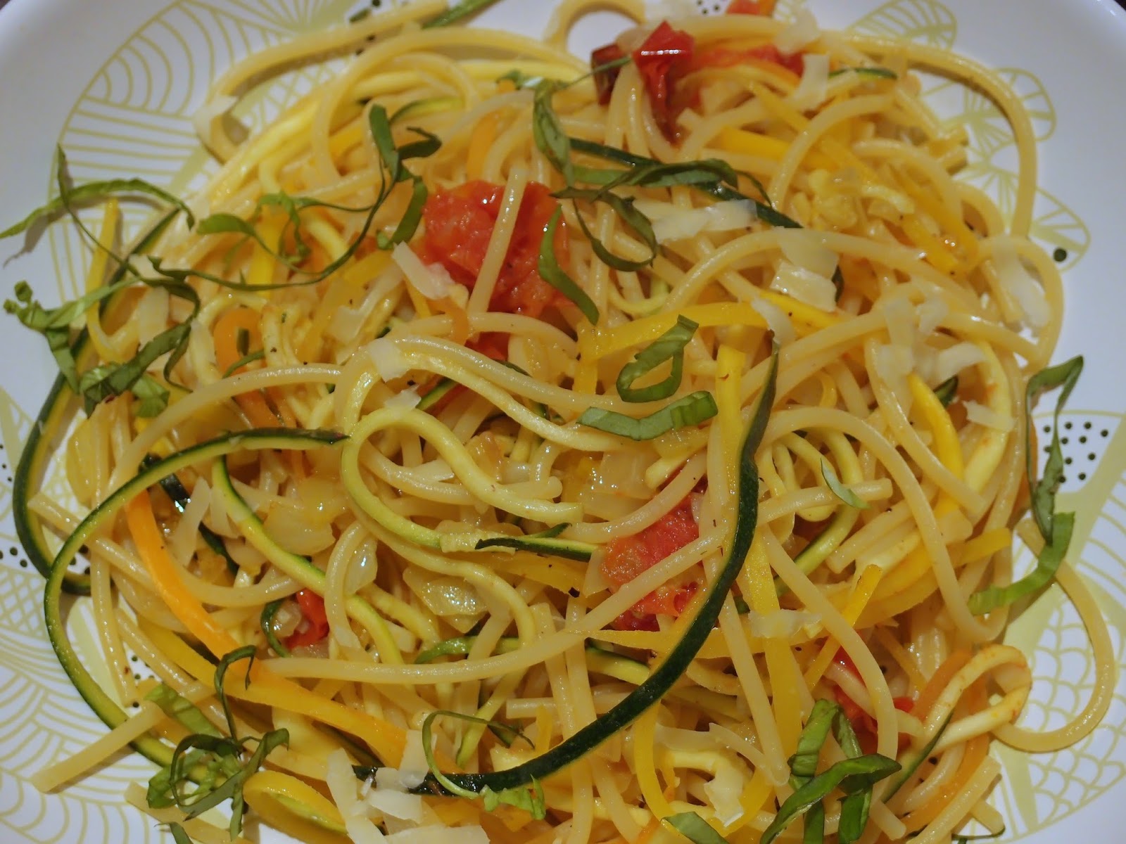 The VegHog: Courgette and carrot strings with spaghetti