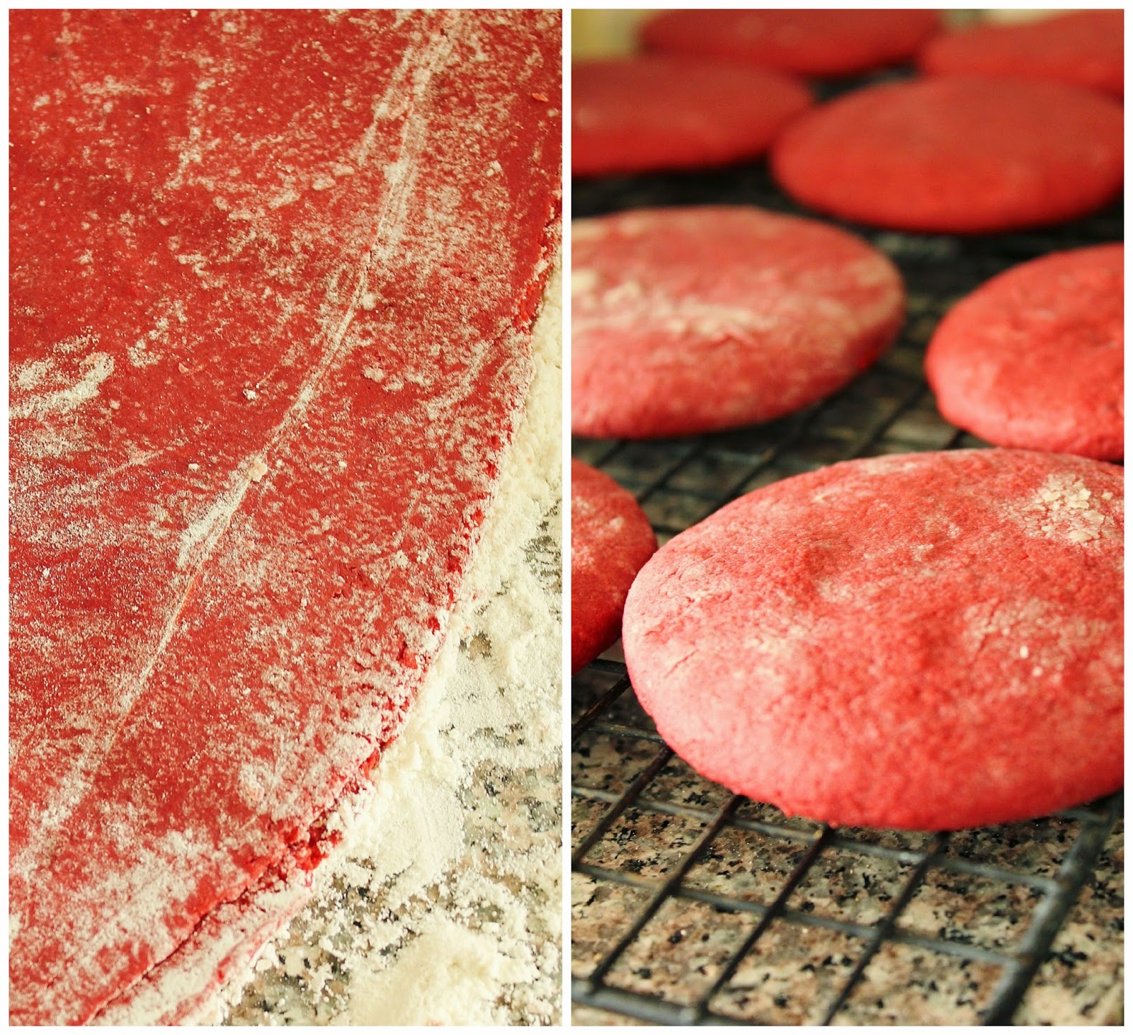 Soft Red Velvet Sugar Cookies with Almond Cream Cheese Frosting