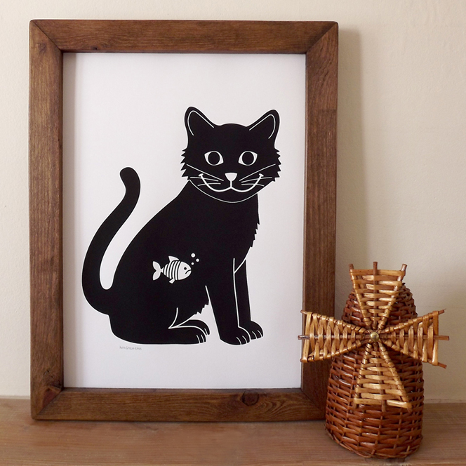 HELLO DODO: Black Cat Screen print :o)