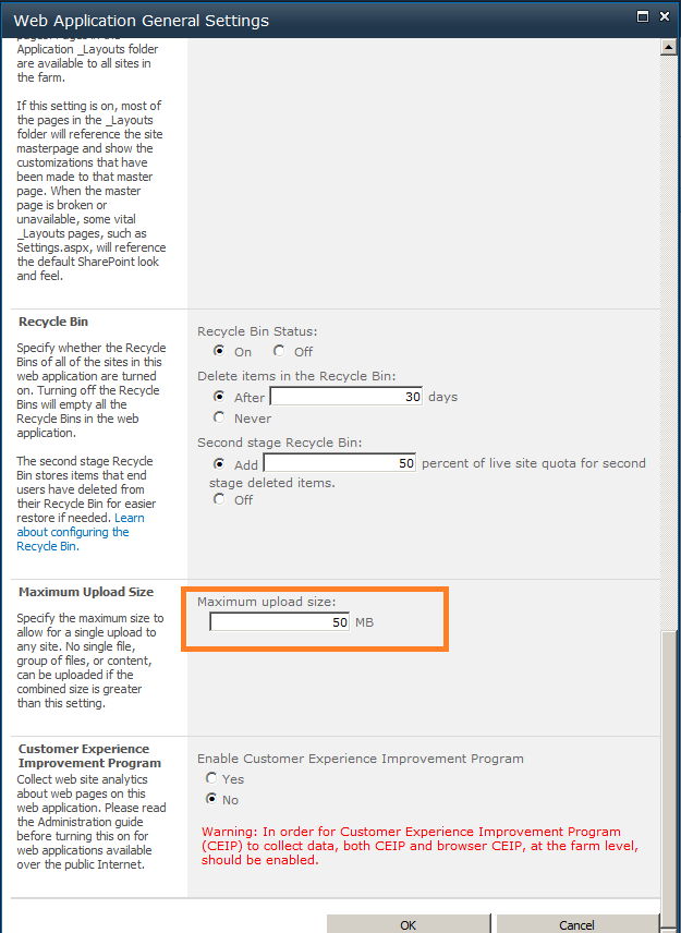 How to change maximum upload file size with SharePoint 2010