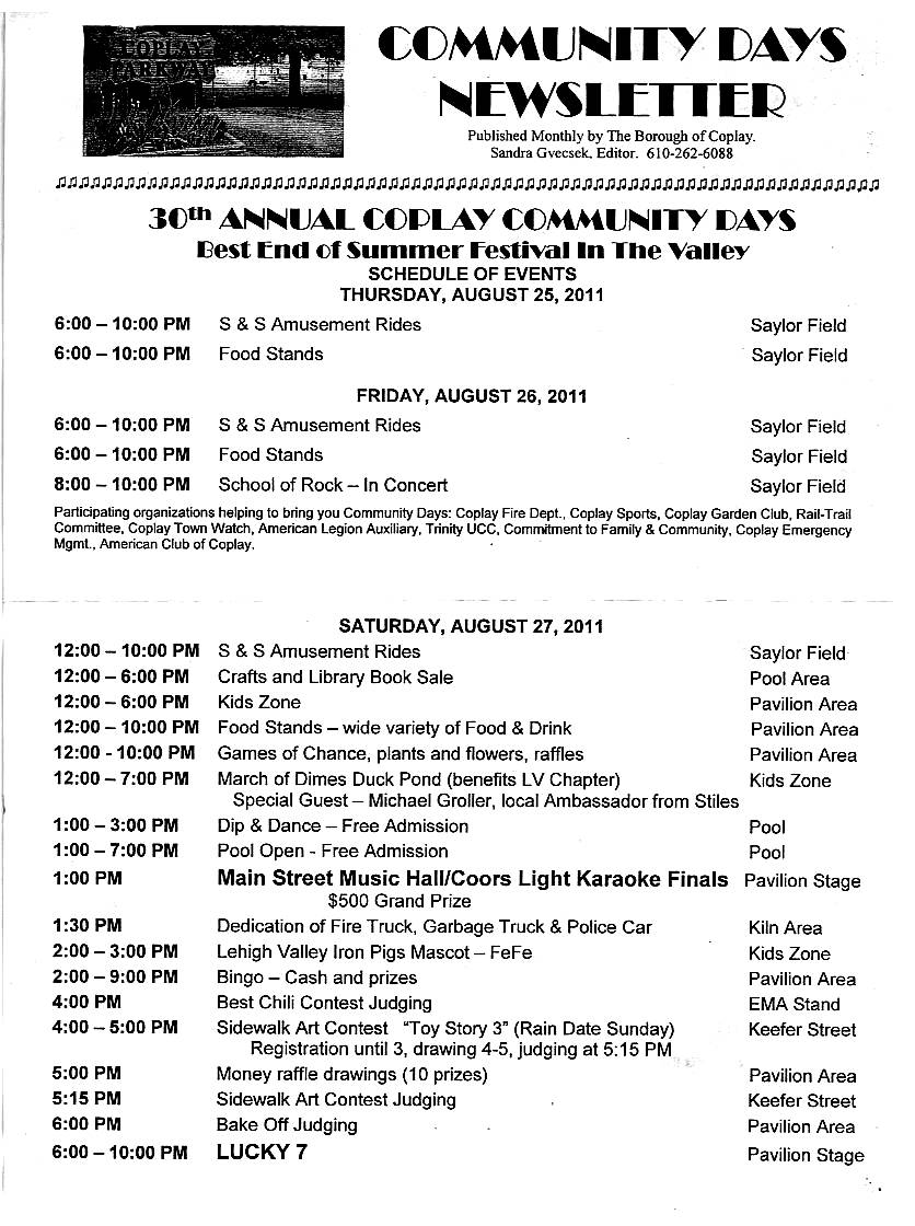 Coplay First Coplay Last & Everything in Between: COPLAY COMMUNITY DAYS ...