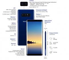 Samsung Galaxy Note8 Specifications and features