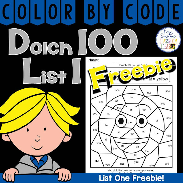 Fern's Freebie Friday ~ Color By Code Dolch 100 List One Freebie | Fern ...