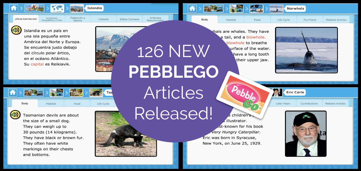 The Library Voice: 126 New PebbleGo Articles Released!