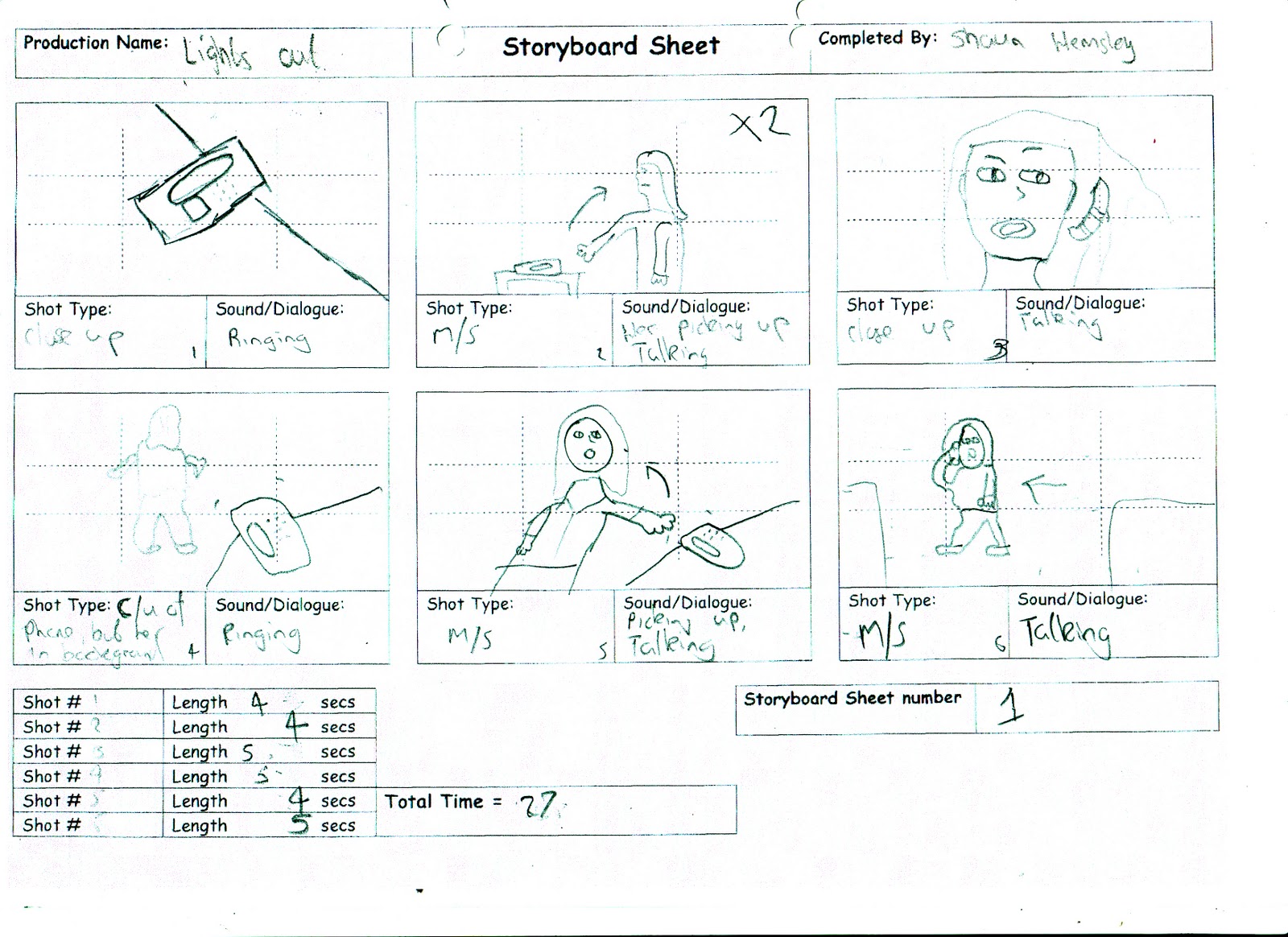 Foundation portfolio: Storyboard for our horror film