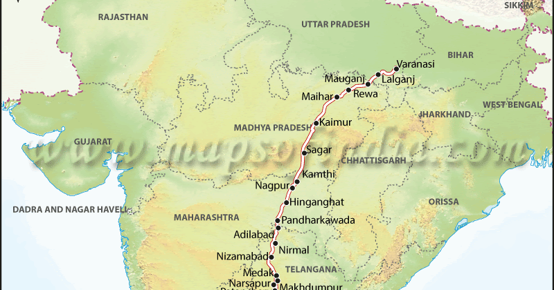GK learning by Map: NH7 Highway ( India's longest )