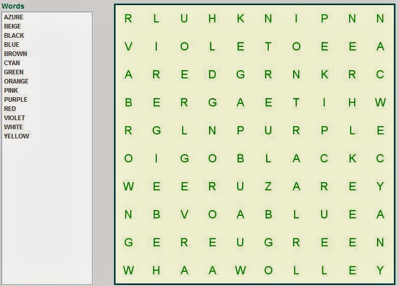 Free Printable Word Search And Sudokus Word Search 5 Colours Free Printable Word Search And Sudokus Word Search 5 Colours