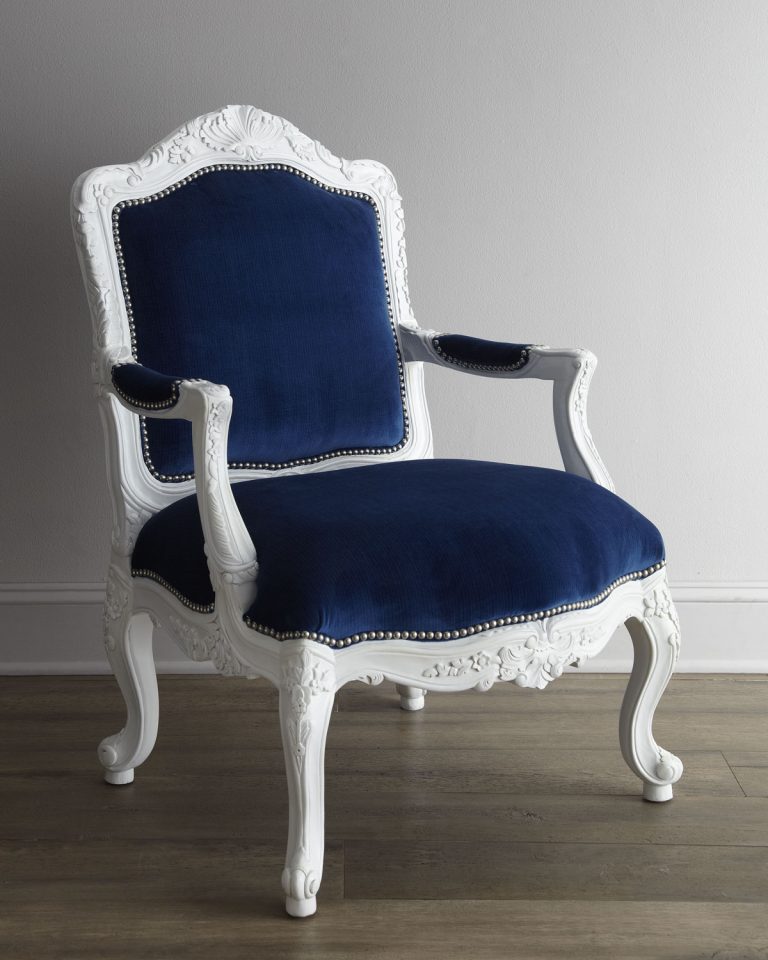 Blue Posh luxury White Arm Chair | Venetian home