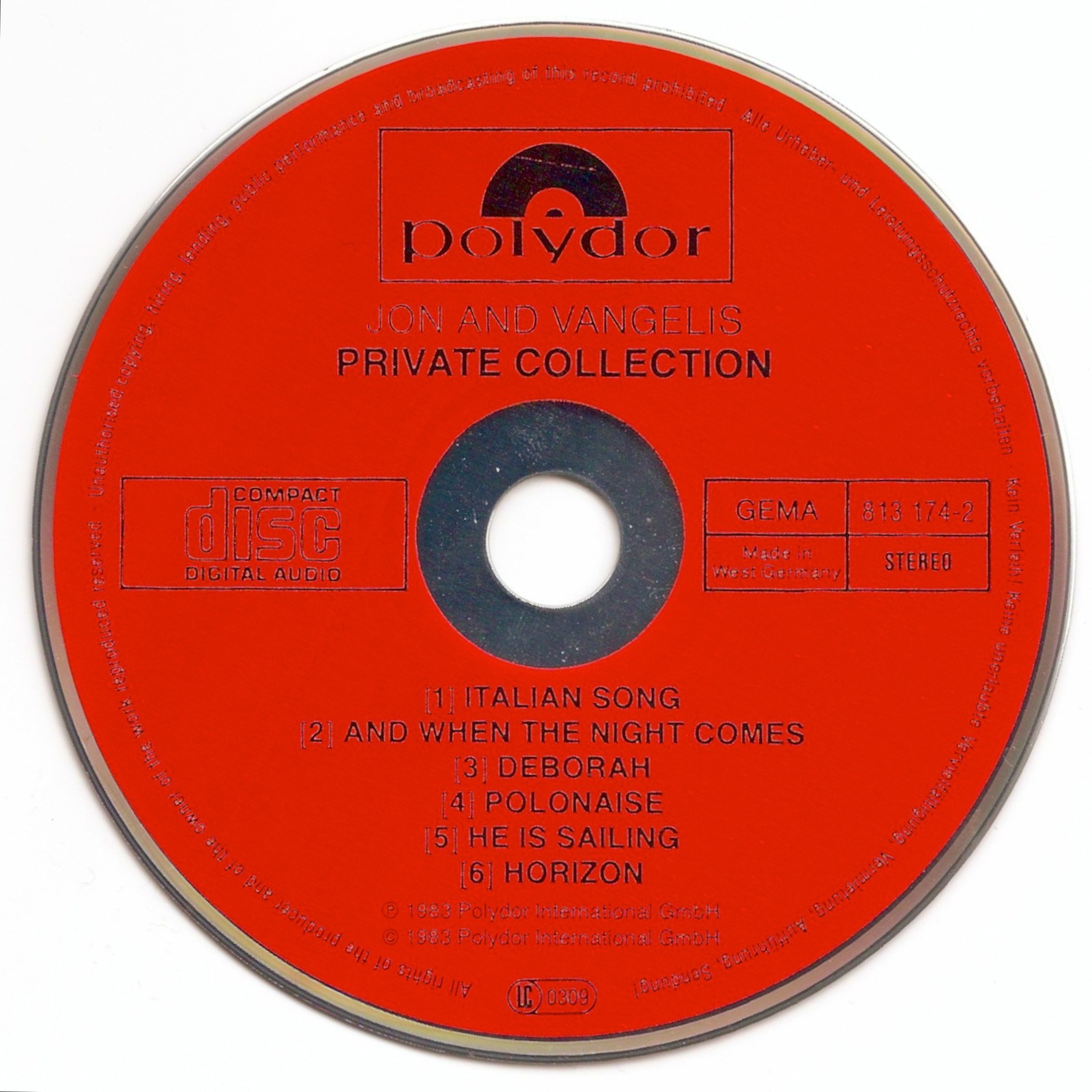 The First Pressing CD Collection: Jon and Vangelis - Private Collection