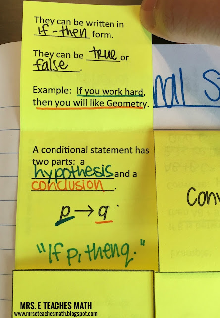Conditional Statements Interactive Notebook Page | Mrs. E Teaches Math