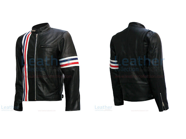 Easy Rider Captain America Biker Black Leather Jacket - Racing Duke