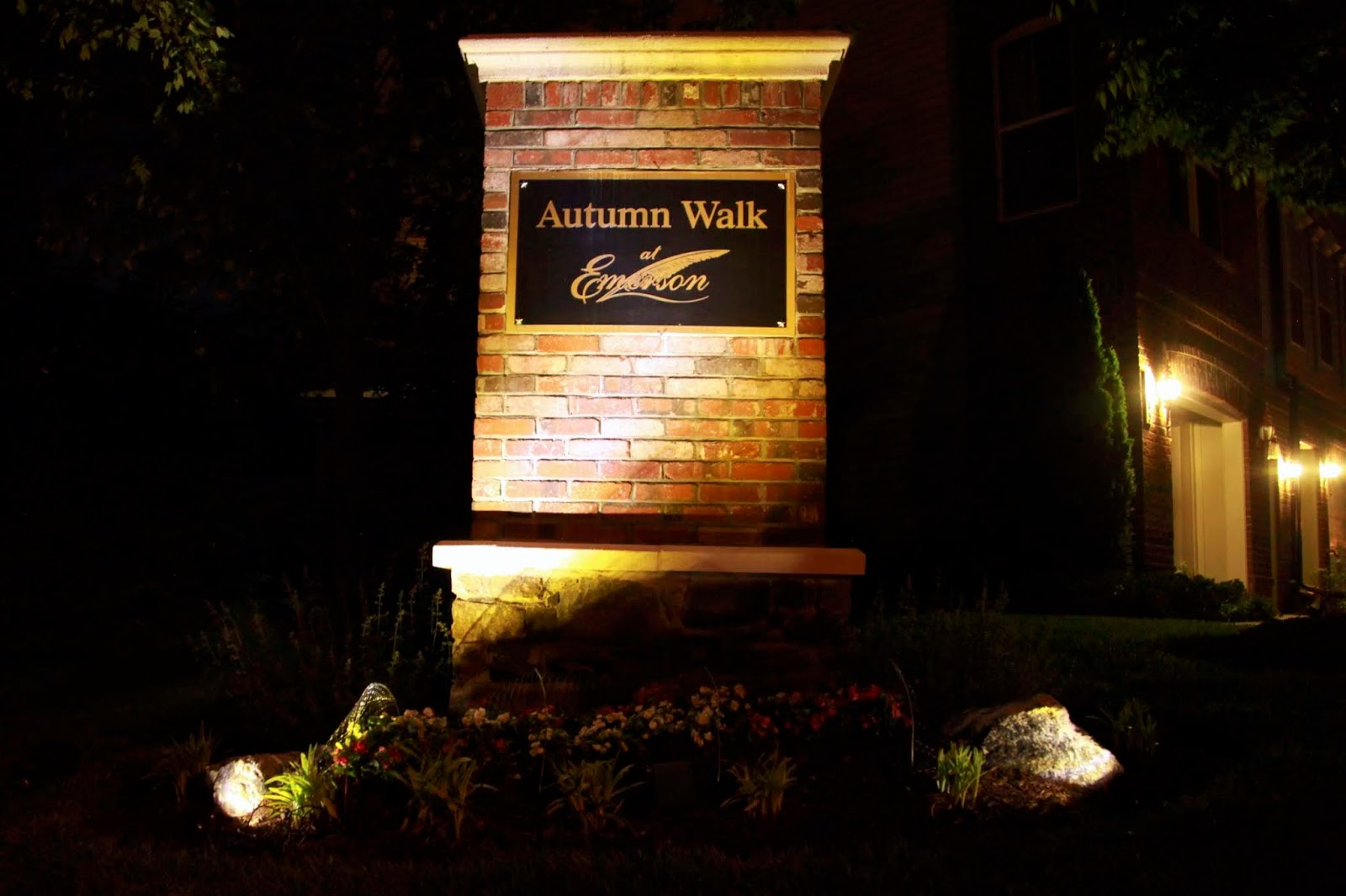 Autumn Walk @ Emerson: New Monument Sign Lighting