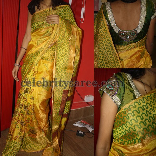 Printed Paper Silk Saree - Saree Blouse Patterns