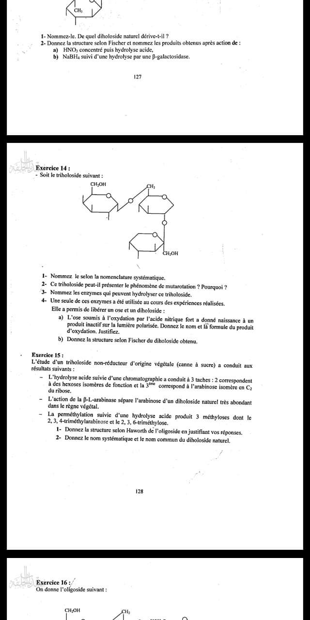 Exercices sur biochimie structurale Exercices sur biochimie structurale