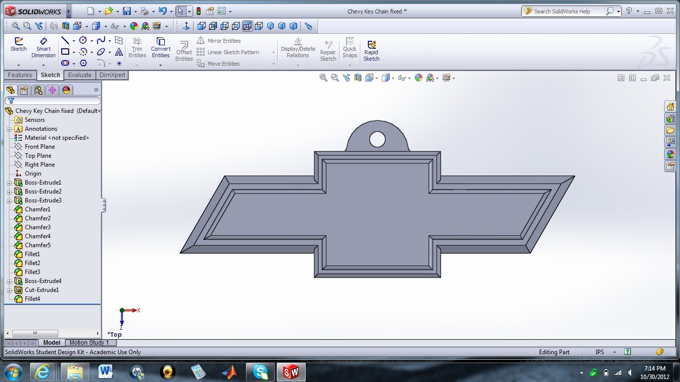 Chris Jerue's Professional Portfolio: SolidWorks Key Chain Design Project