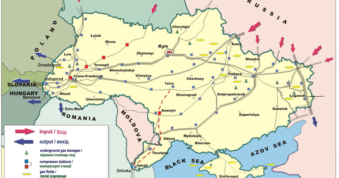 Ukrainian Gas Pipelines Map