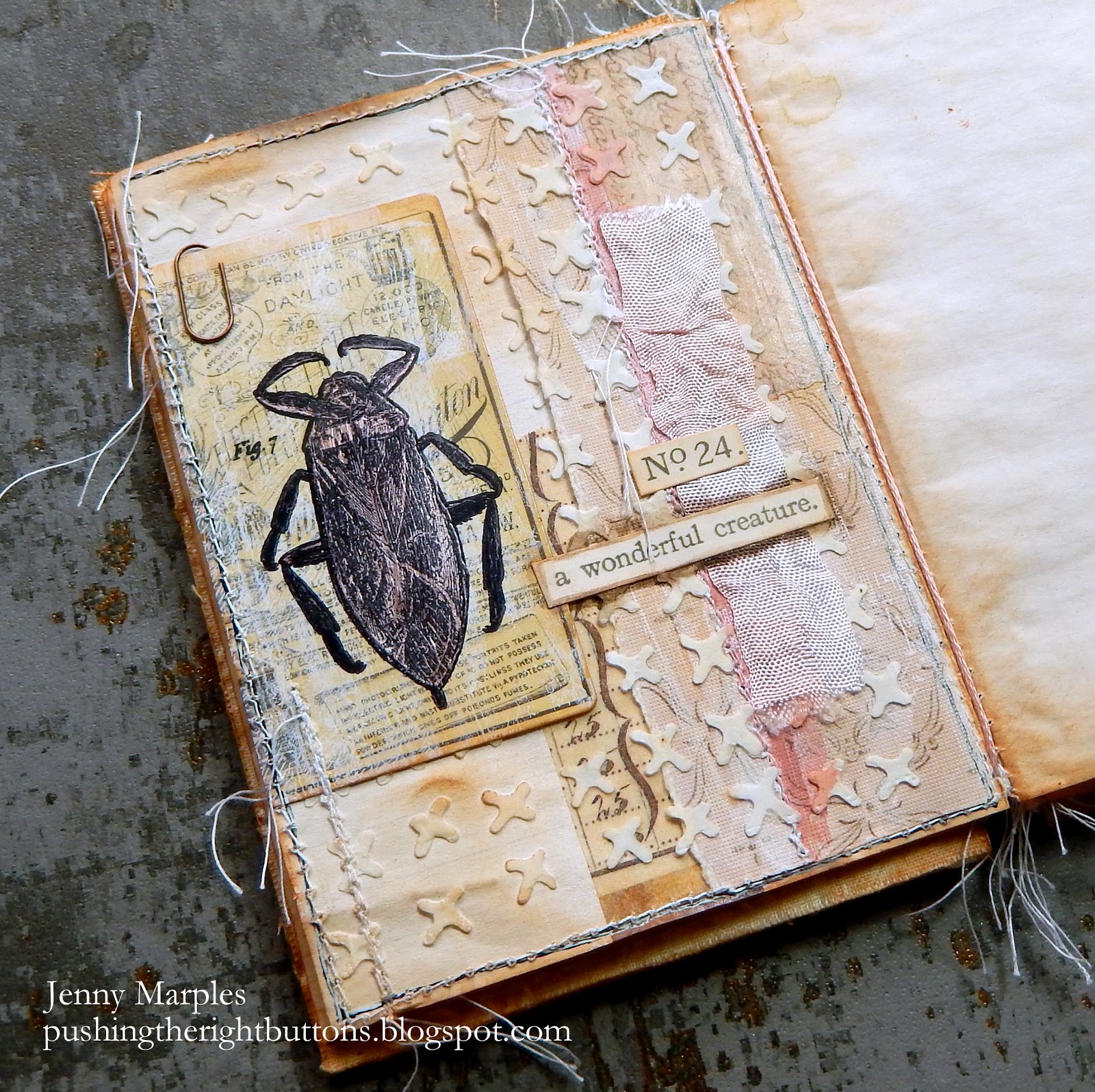 Pushing The Right Buttons: Tim Holtz Collage Mini Book