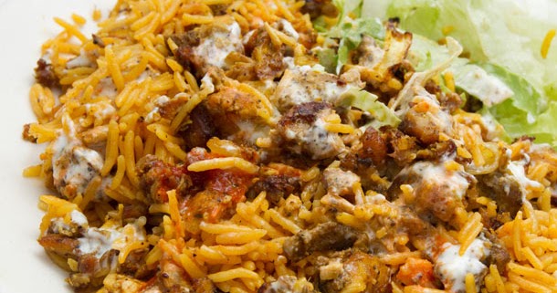 Halal Cart-Style Chicken and Rice With White Sauce Recipe | LEBANESE ...