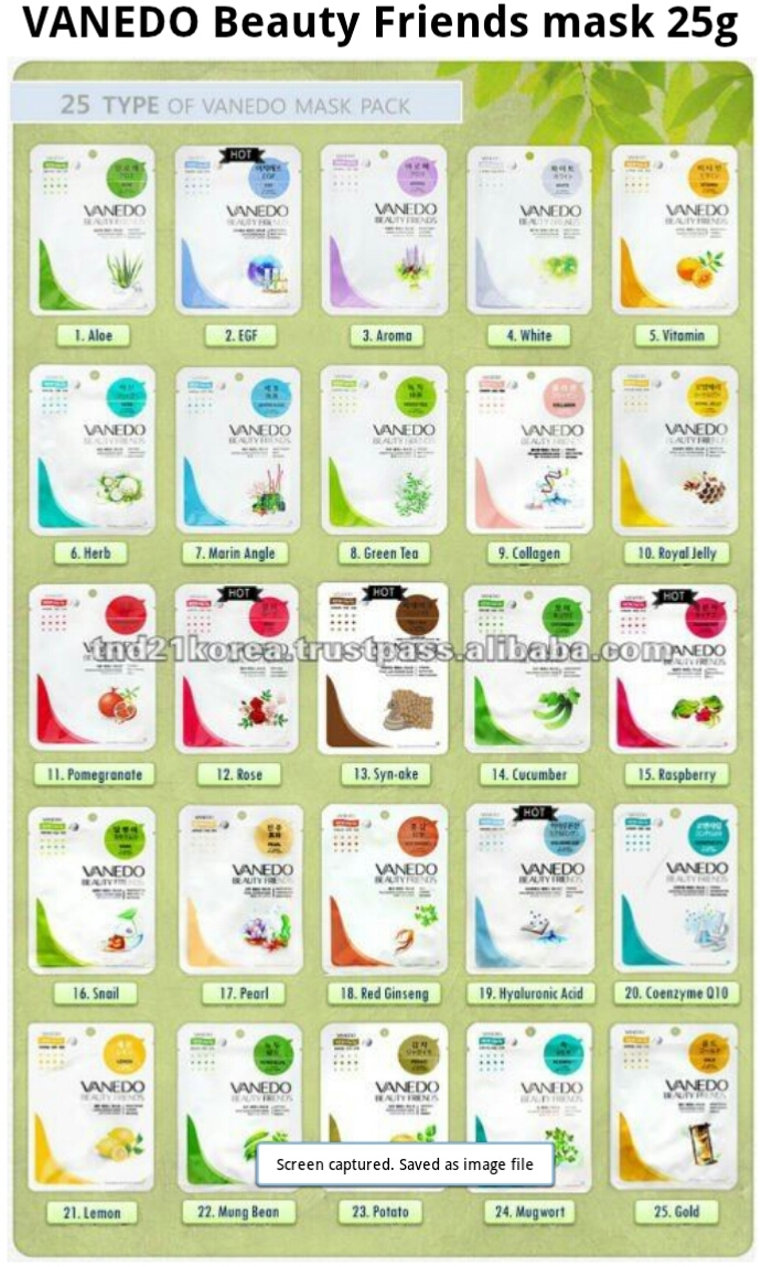 The Chicky Fashion: CODE/ TYPE of Facial Mask - Brand VANEDO (Korea)