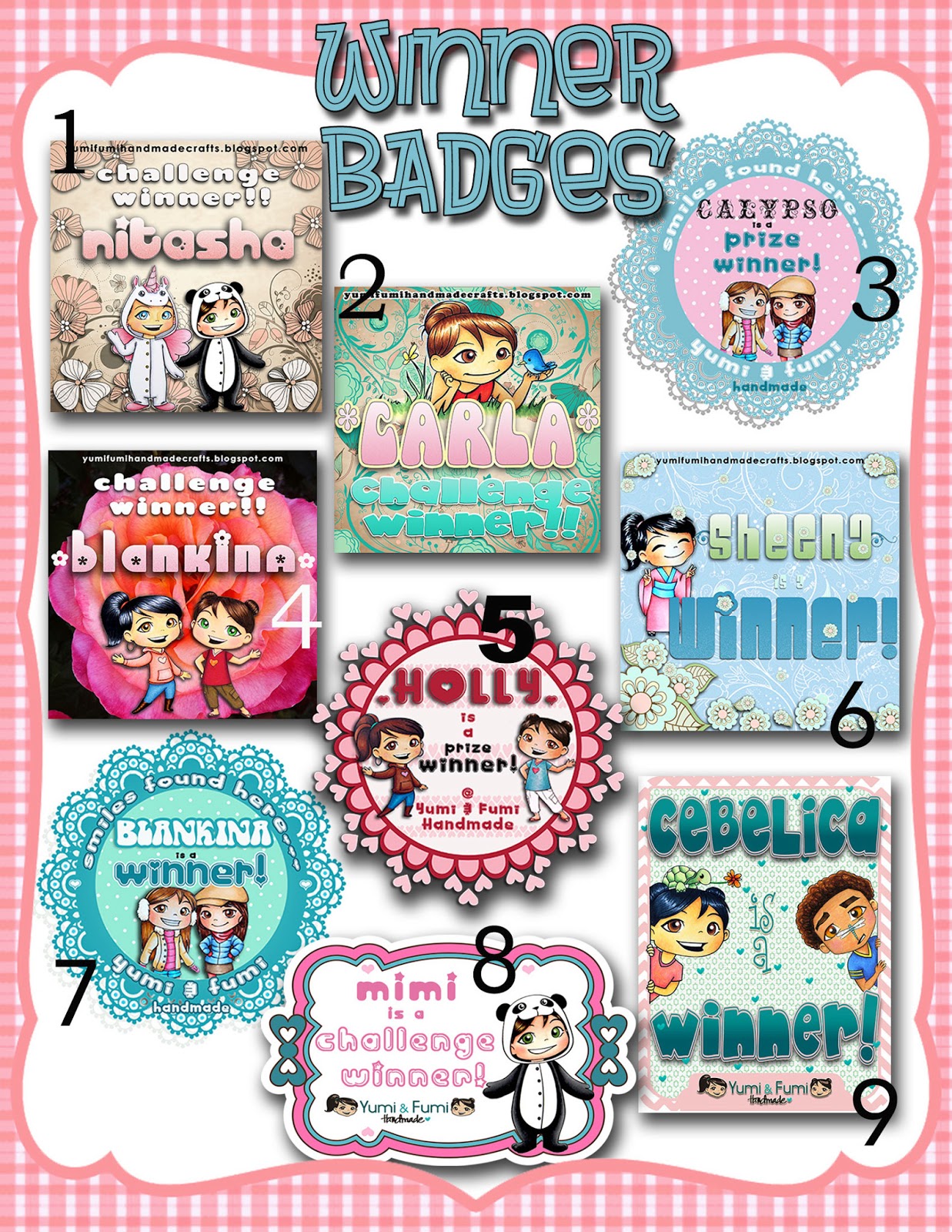 Yumi & Fumi Handmade Crafts Blog: Winner & Top 3 for Challenge #17