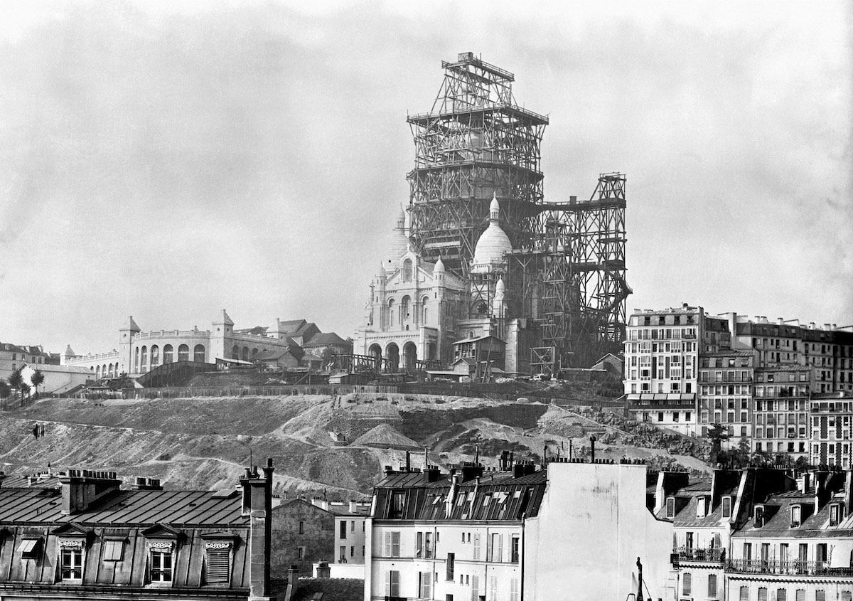 The bell-tower of the Sacre Coeur Basilica under construction on the ...
