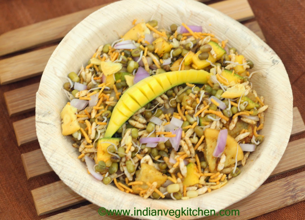 IndianVegKitchen: Sprout Bhel Puri | Moong Sprouts Chaat Recipe