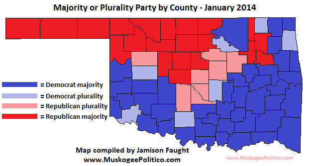 County-by-County Majority/Plurality Party Map ~ MuskogeePolitico.com