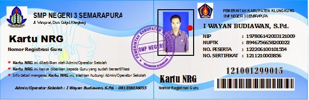 Aplikasi Cetak Kartu NRG | KAPSAINS