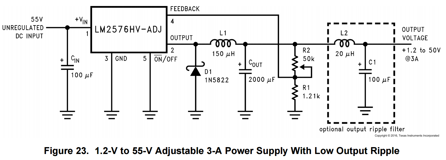 Regulador Step-Down variable con el regulador LM2576