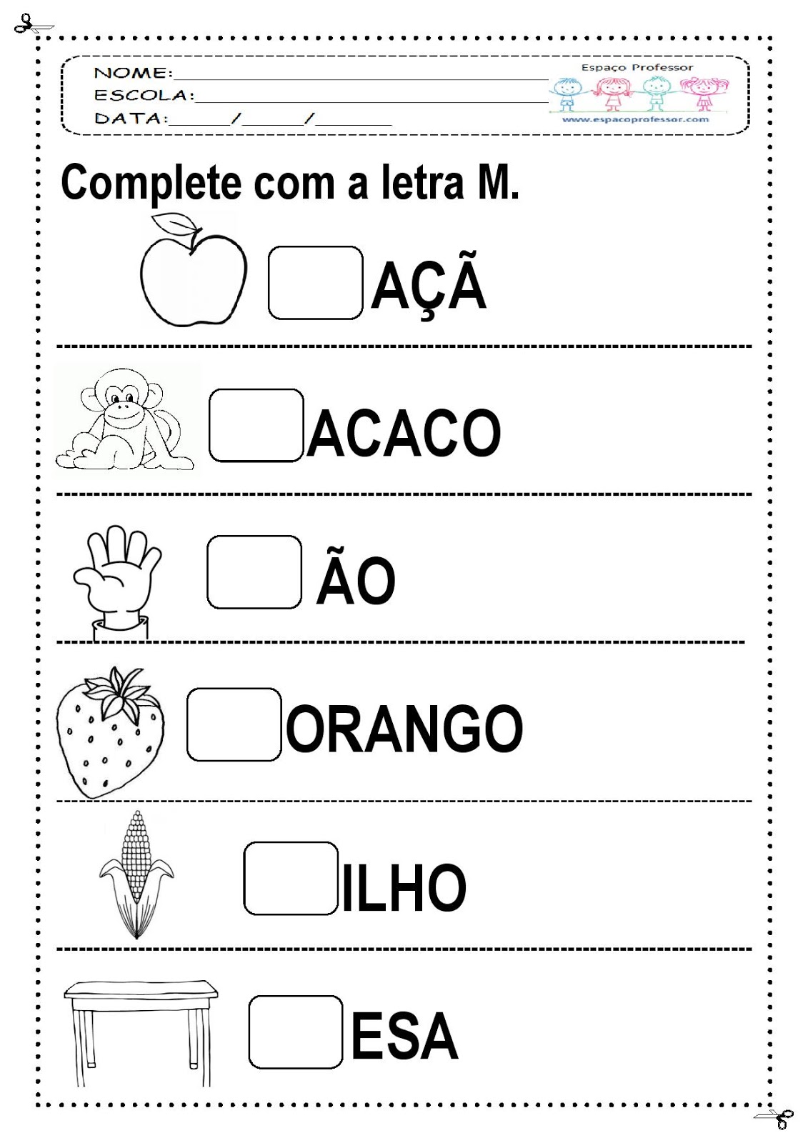 Atividades Com A Letra M Para Alfabetização - FDPLEARN