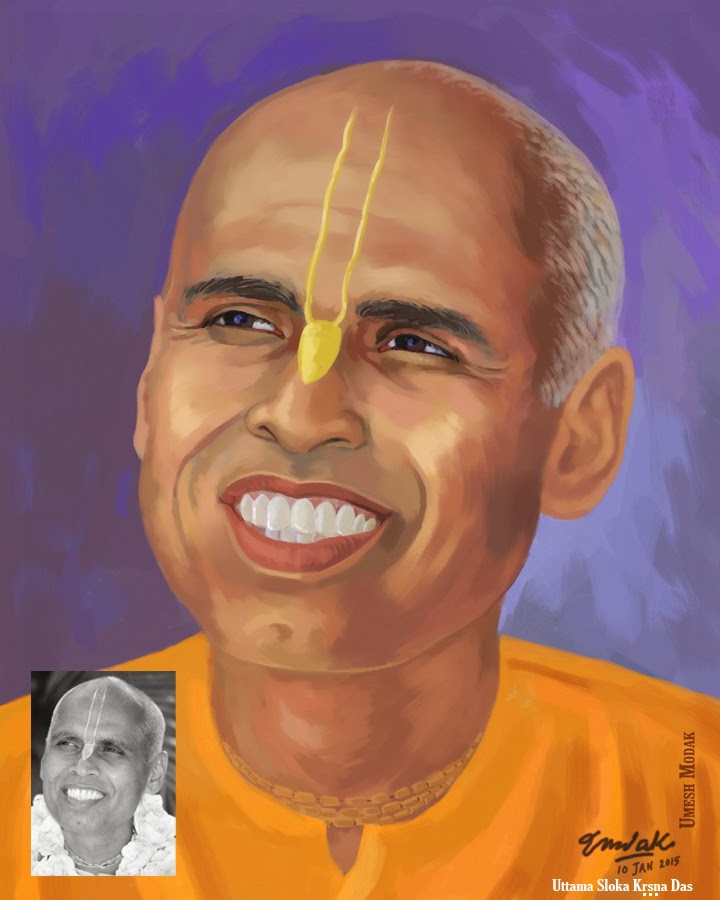 K-Visuals: HH Lokanath Swami Portrait Painting by Uttam Sloka Krsna Das