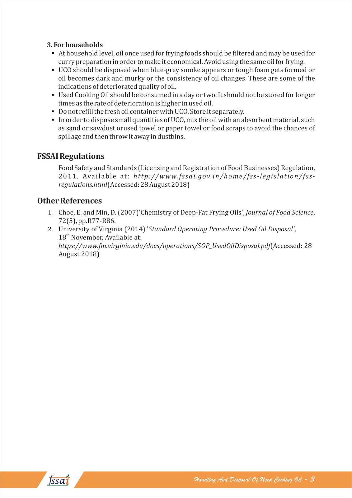 FOOD SAFETY LATEST: Guidance Note - Handling and disposal of Used ...