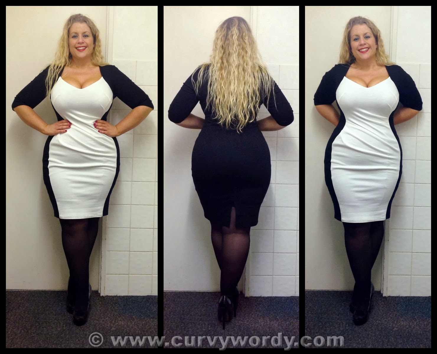 Evans Scarlett & Jo Cream Contrast Powerfit Dress 14 - Curvy Wordy