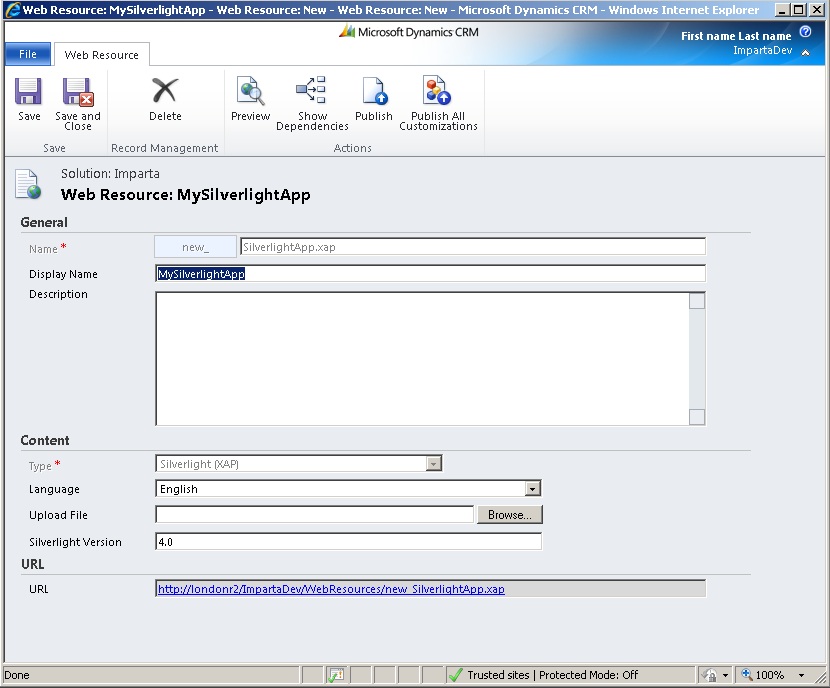 Dynamics Crm A Developer Point Of View How To Create Silverlight Web Resources