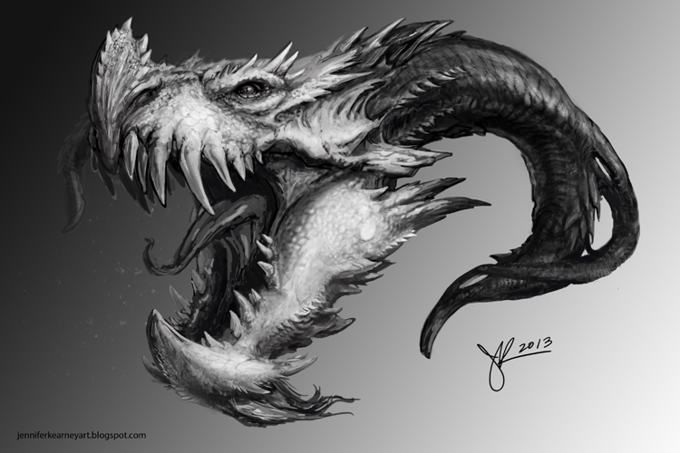 The Art of Jennifer Kearney: Dragon Roar - Value painting