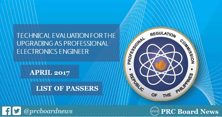 PRC RESULTS: April 2017 Professional Electronics Engineer (PECE ...