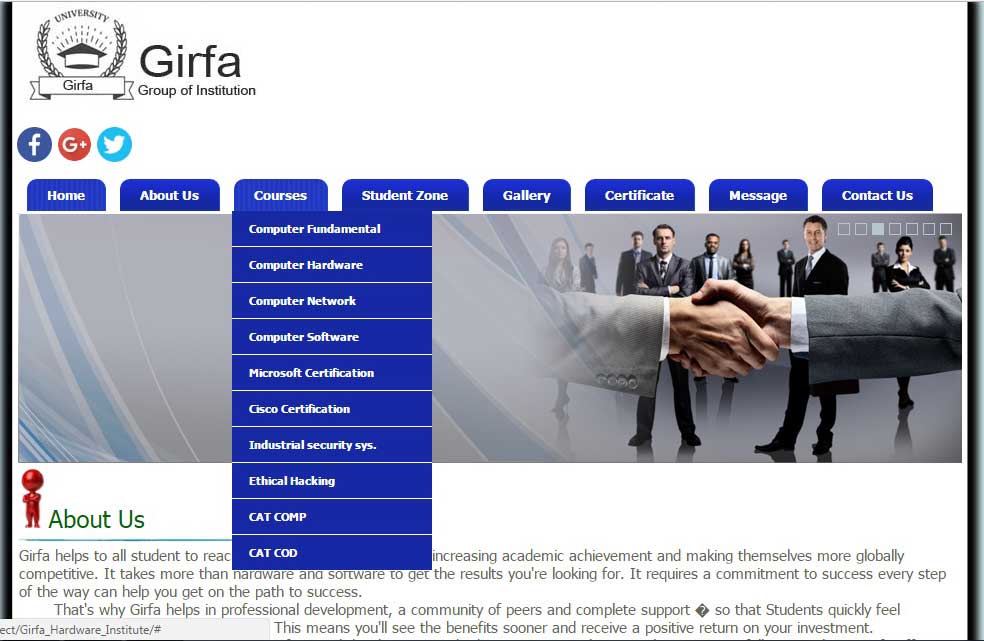 Girfa : Student Help: PHP Hardware Institute Website Free Download