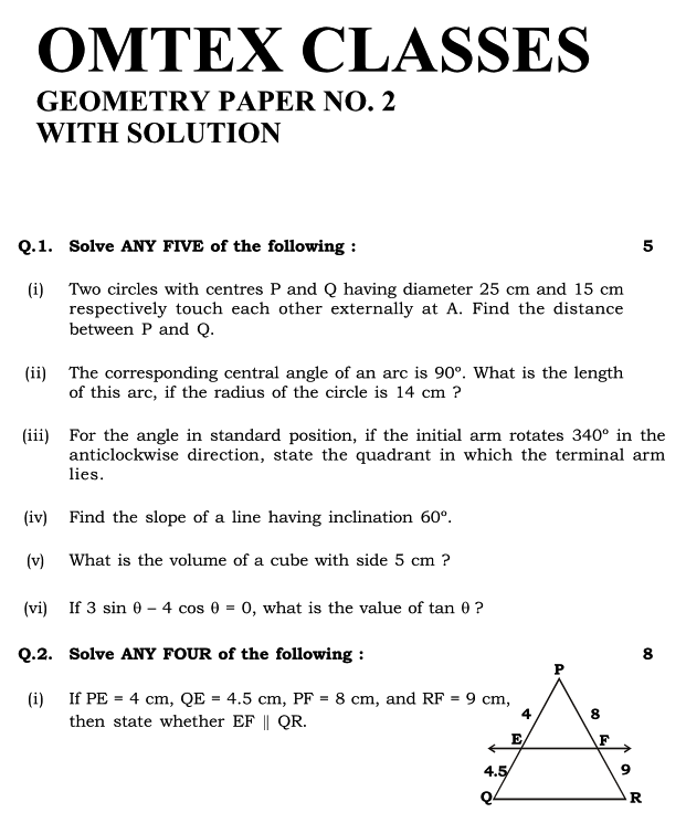 OMTEX CLASSES: GEOMETRY PAPER TWO