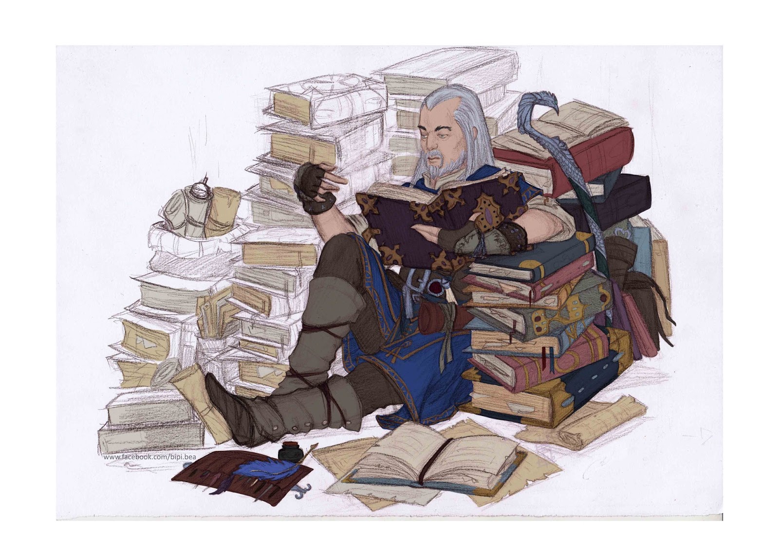 Bea's Sketchbook: Tons of Knowledge - Ezren from Pathfinder
