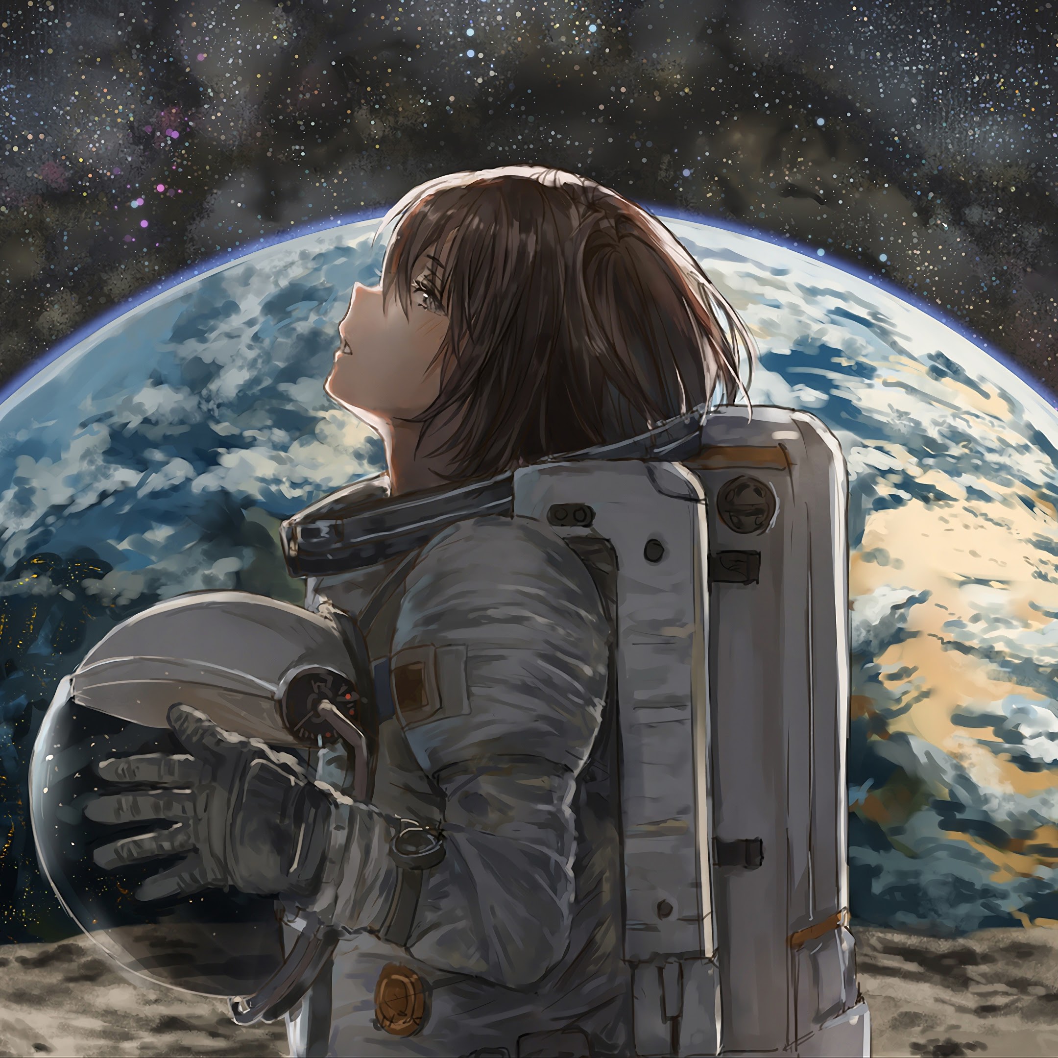 Space, Astronaut, Anime, Girl, Earth, 4K, 3840x2160, #19 Wallpaper PC ...