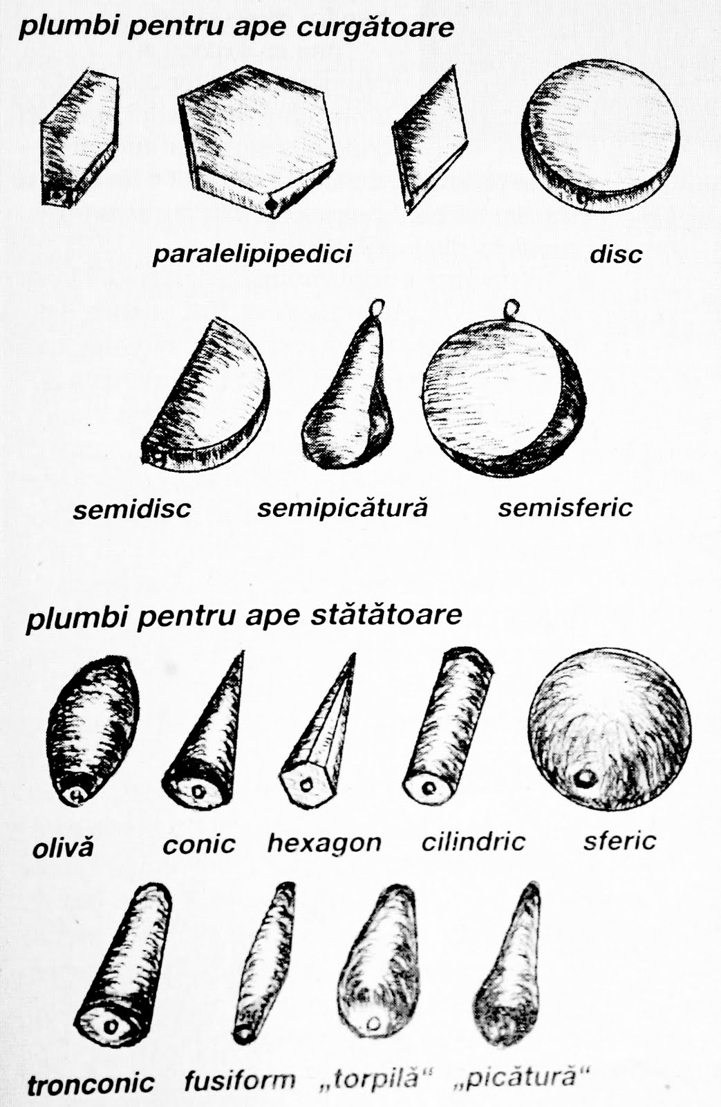 Pasiunea Pescuitului: Tipuri de Plumbi - Alegerea Formei