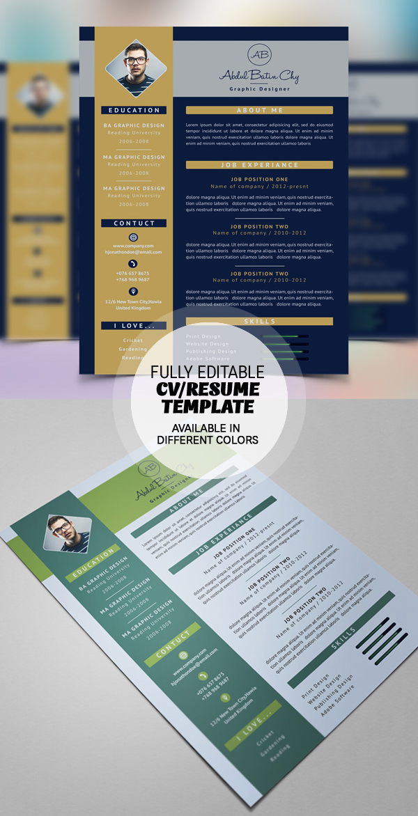 Free Fully Editable Resume Template | Freebies PSD