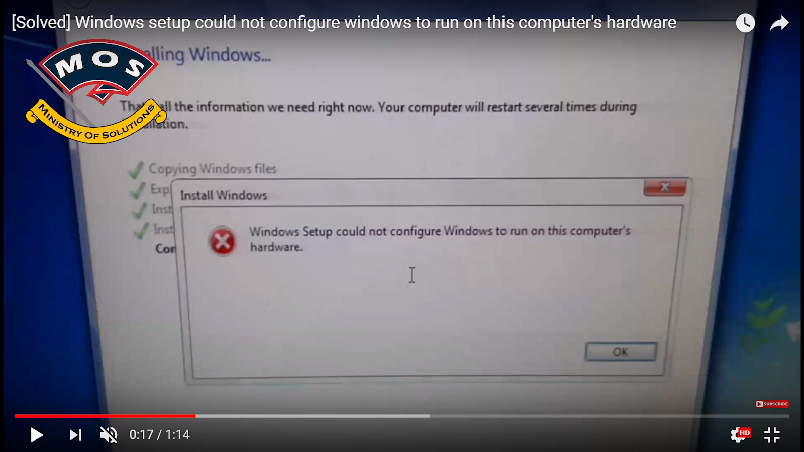 Lỗi Windows Setup Could Bot Configure Windowns To Run On This Computers Hardware Sinh ViÊn HÀ NỘi