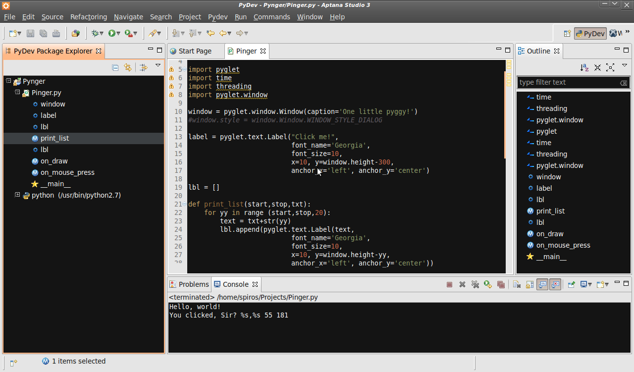 Trying to outrun my shadow since 2007: A pyglet