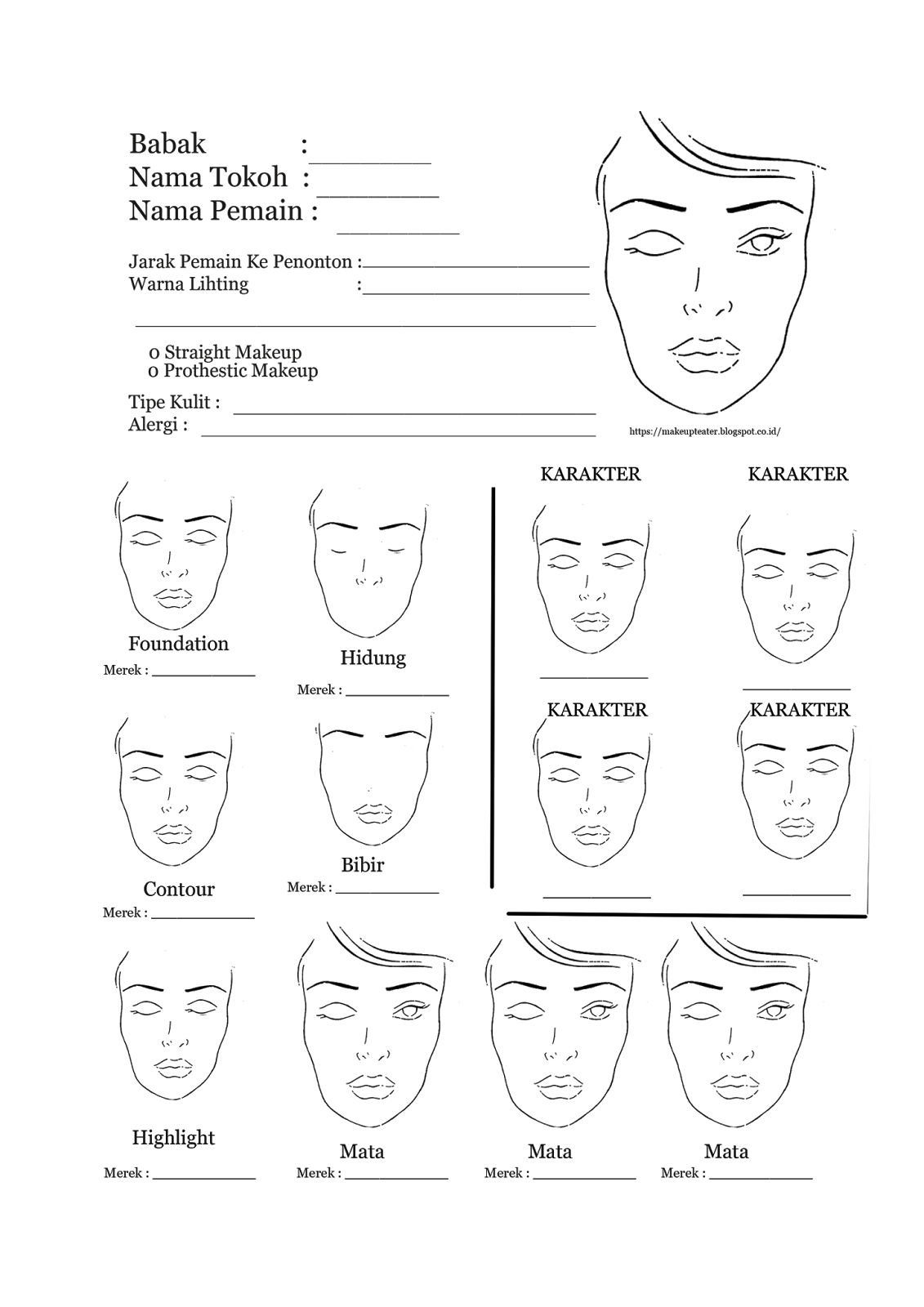 Lembar Kerja Tata Rias Panggung