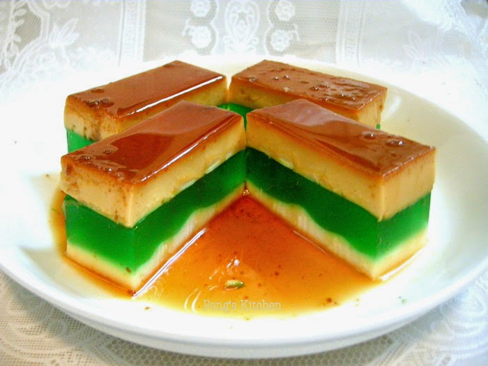 Peng's Kitchen: Rainbow Flan Dessert (Rau Cau Flan)